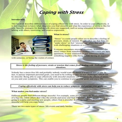 COPING WITH STRESS POWERPOINT PRESENTATION | PPTX