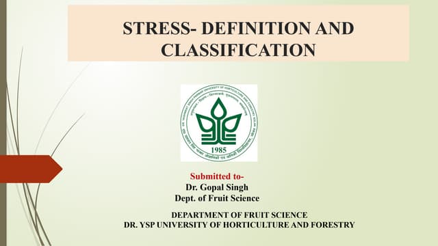 Plant stress definition and classification | PPTX