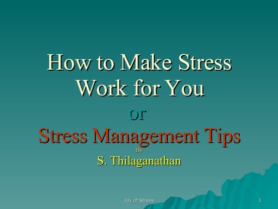 Stress Management At Workplace | PDF