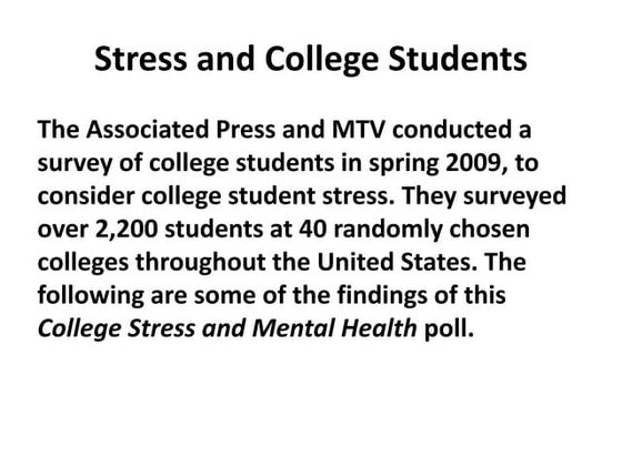 Stress on students and management | PPTX | College Education | Education