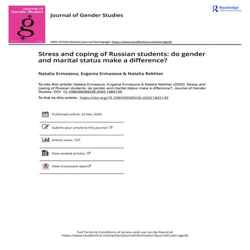 Stress and coping of Russian students do gender and marital status make ...