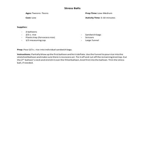 Stress ball instructions | DOCX