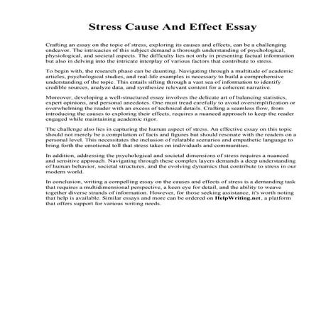 Stress Cause And Effect Essay | PDF