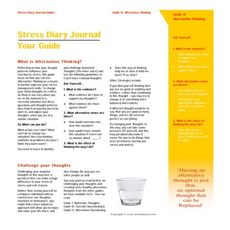 Stress diary guide 11. alternative thinking | PDF