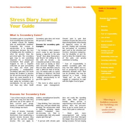 Stress diary guide 6. secondary gain | PDF