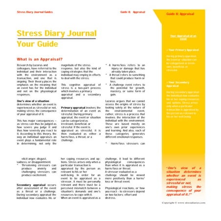Stress diary guide 8. appraisals | PDF | Medical Health