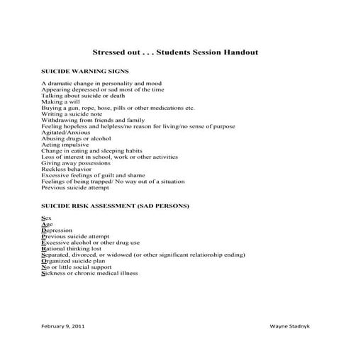 Stressed out handout | DOCX