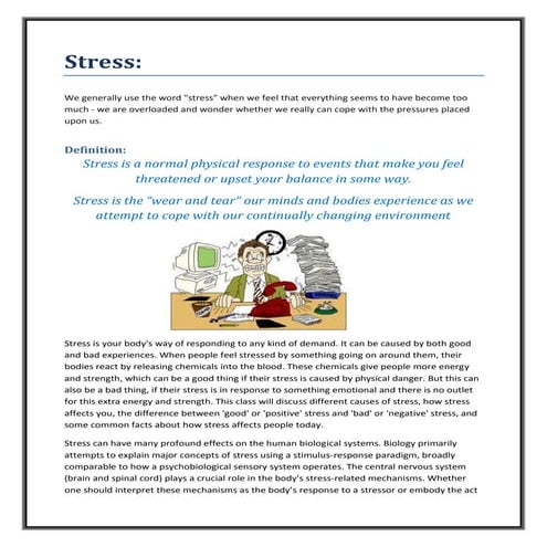Stress management and stress handling hand out | PDF