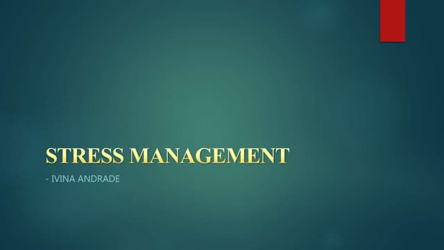 Stress management techniques | PPT