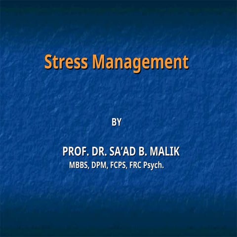 Stress management in Organizational Setup | PPT