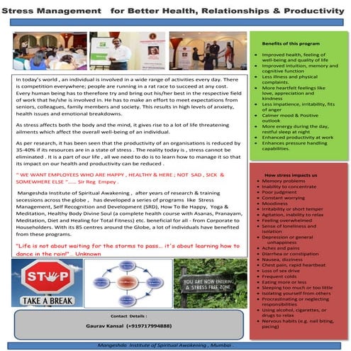 Stress management Training | PDF