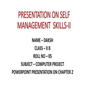 Self management skills Class 10 | PDF