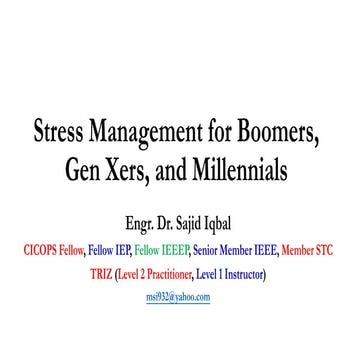 Stress Management for Boomers, Gen Xers, and Millennials | PDF