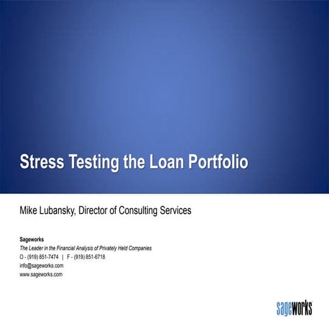 Stress Testing the Loan Portfolio | PDF