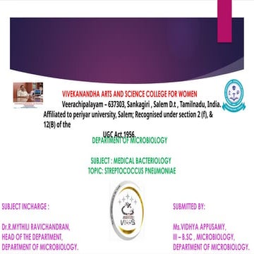 Streptococcus Pneumoniae Streptococcus Slideshare Pptx
