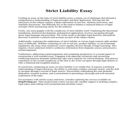 Strict Liability Essay. Warner Pacific University | PDF