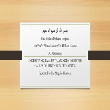 Understand, evaluate, diagnose and treat stridor trough clinical cases | PPTX | Ear, Nose and ...