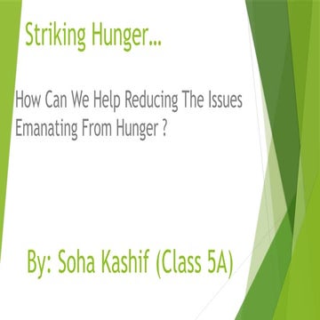 Striking Hunger triking hunger means taking care of poors. how to decrease the issue related to ...