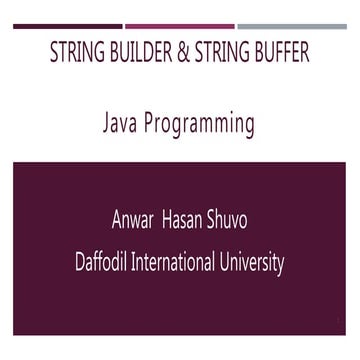 String Builder And String Buffer Java Programming Ppt