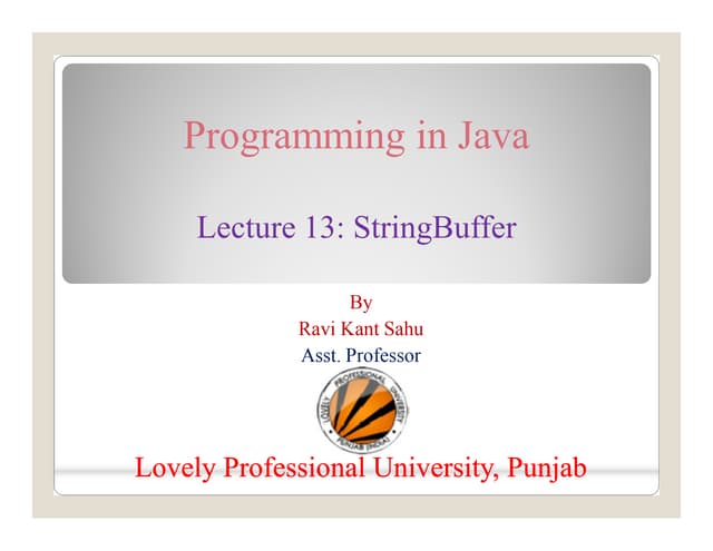 String Handlingstring Buffer Class Pdf Programming Languages