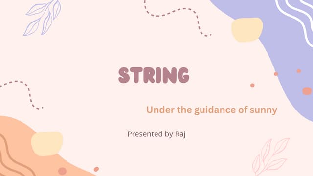 Java Presentation On The Topic Of String Ppt
