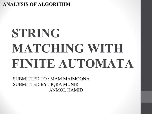 String Matching With Finite State Automata Ppt 7932