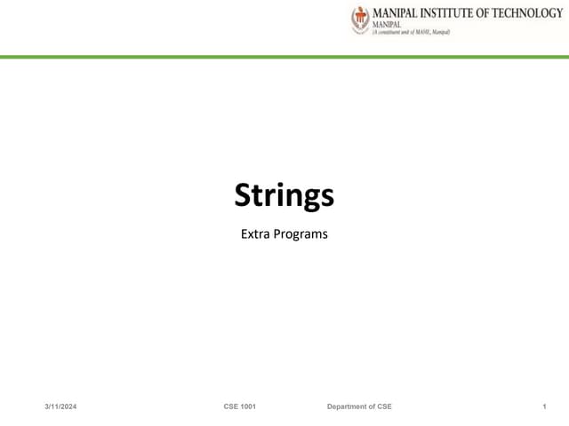 Problem Solving Using Codes Strings Extrapptx