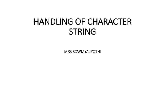 Strings In C Pptx Programming Languages Computing