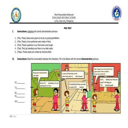 Strip it: comics-pronoun teachers' tool kit- pre test | PDF