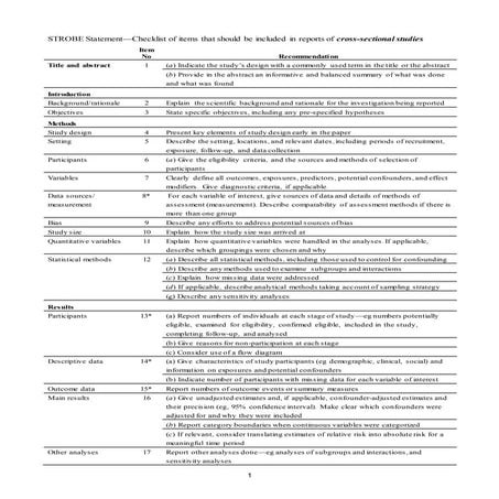 Strobe checklist cross-sectional | DOC