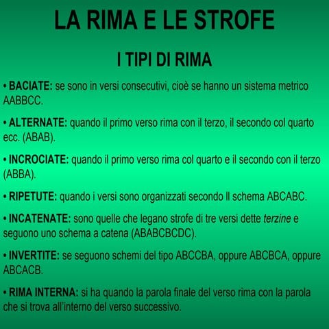 Strofe E Rime | PPT | Poetry | Books and Literature