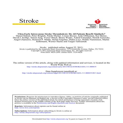 Early Neurological Deterioration Following Acute Ischaemic Stroke | PPTX