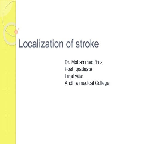 Stroke localization by Dr. Md. firoz | PPTX