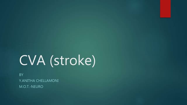 CVA - Cerebrovascular Accident / Stroke | PPTX | Blood Disorders ...