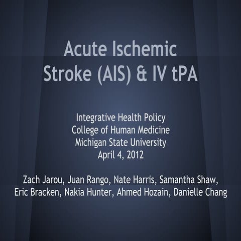 Health Policy - Use of IV tPA for Acute Ischemic Strokes | PDF