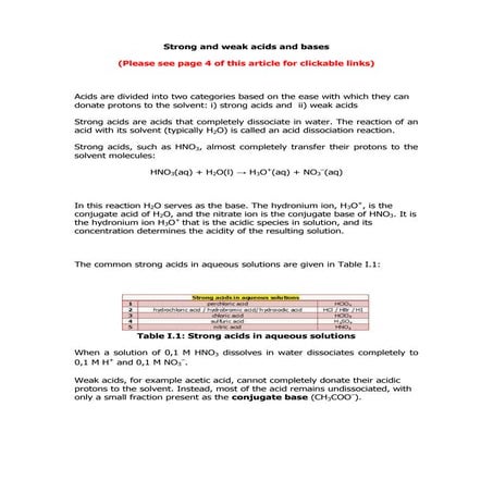 Strong weak acids and bases | PDF