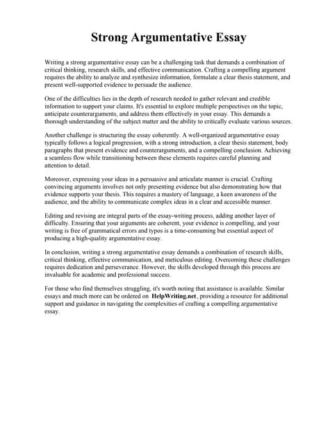 Examples Argumentative Essay | PDF