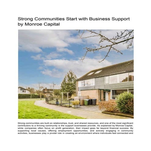 Strong Communities Start with Business Support by Monroe Capital | PDF