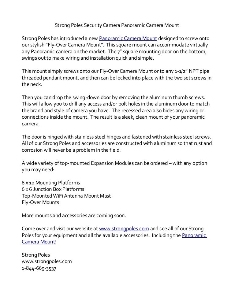 Strong Poles Security Camera Panoramic Camera Mount