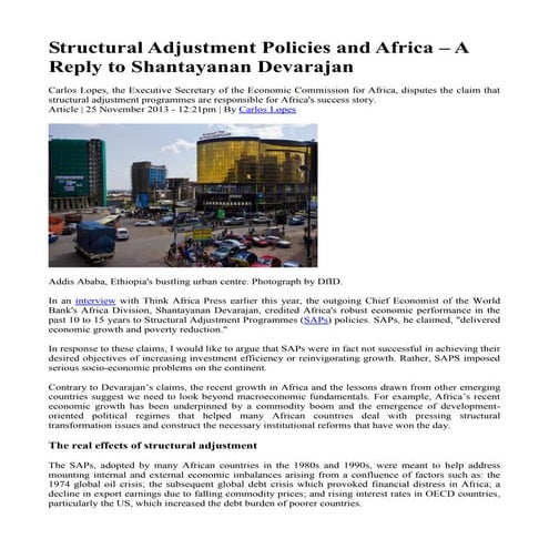 Structural Adjustment Policies and Africa, November 2013 | PDF