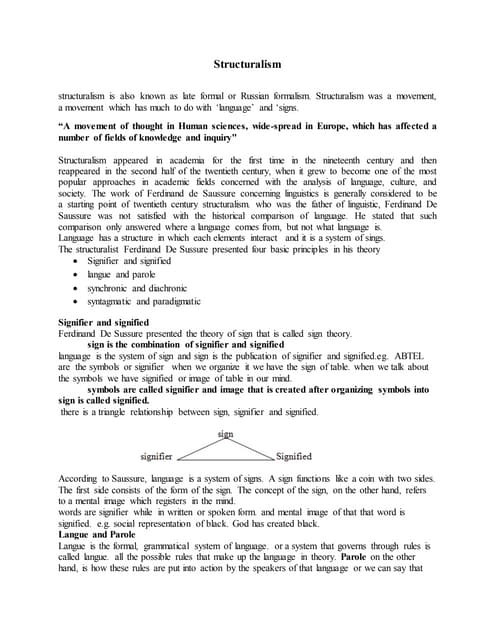 Structuralism and Saussure | PPT