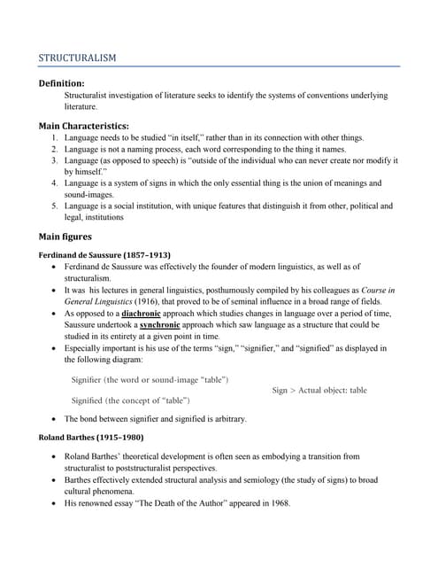 Structuralism in linguistics | PPTX