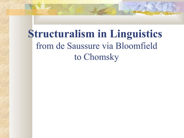 Structuralism and Saussure | PPT