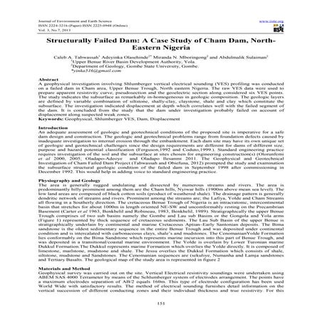 Structurally failed dam a case study of cham dam, north-eastern nigeria ...