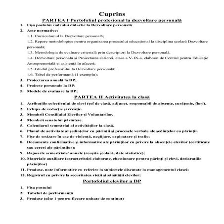 Structura portofoliului cadrului didactic la Dezvoltarea personală.docx