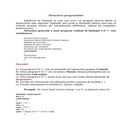 Structura programelor | PDF