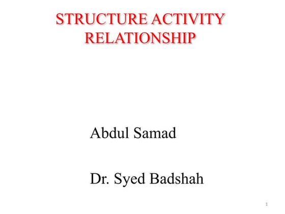Drug SAR ( Structure Activity Relationship) | PPT