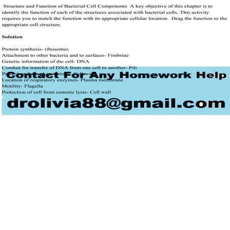 Structure And Function Of Bacterial Cell Components A Key Objective Pdf