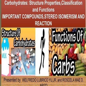 Structure and function of carbohydrates WELFREDO YU JR | PPTX