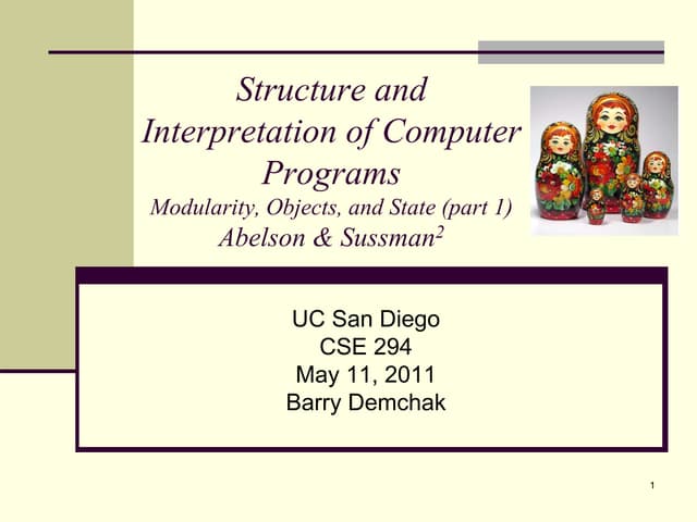 Structure And Interpretation Of Computer Programs Modularity Objects